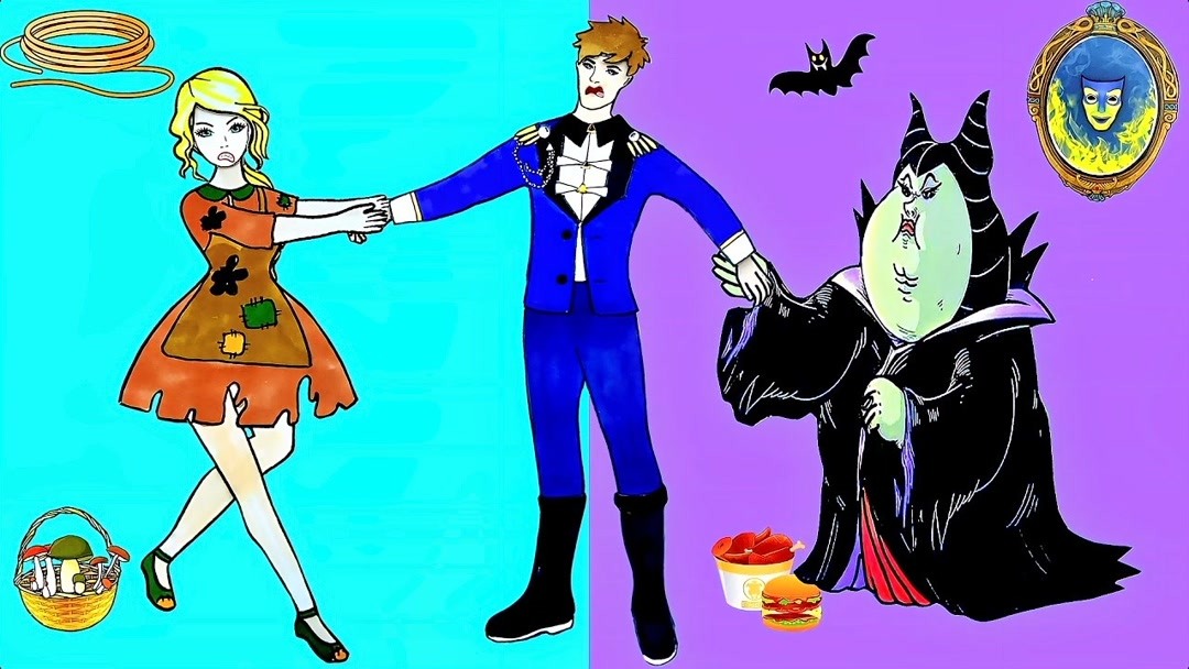 纸娃娃动画:灰姑娘设计救王子,打败女巫和王子幸福生活