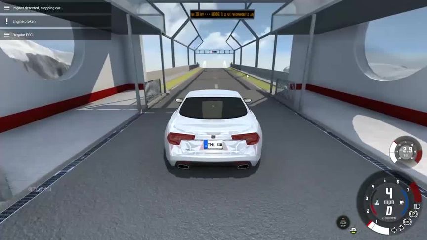 汽车高速冲下跑道 悬挂软一点还能弹起来 拟真车祸模拟