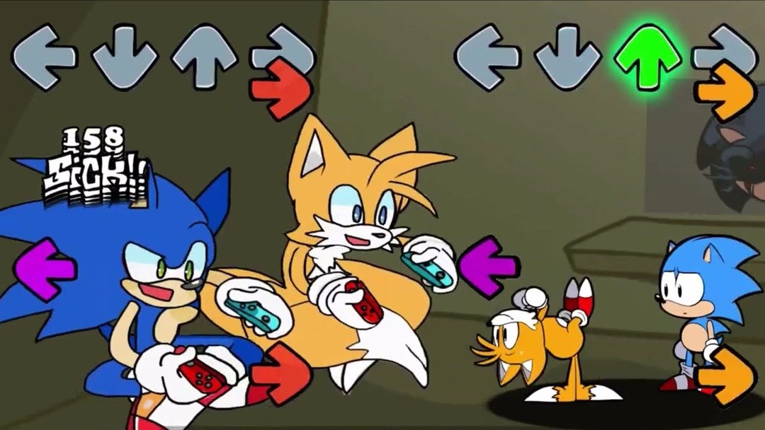FNF周五放克动画:塔尔斯与索尼克一起玩游戏!