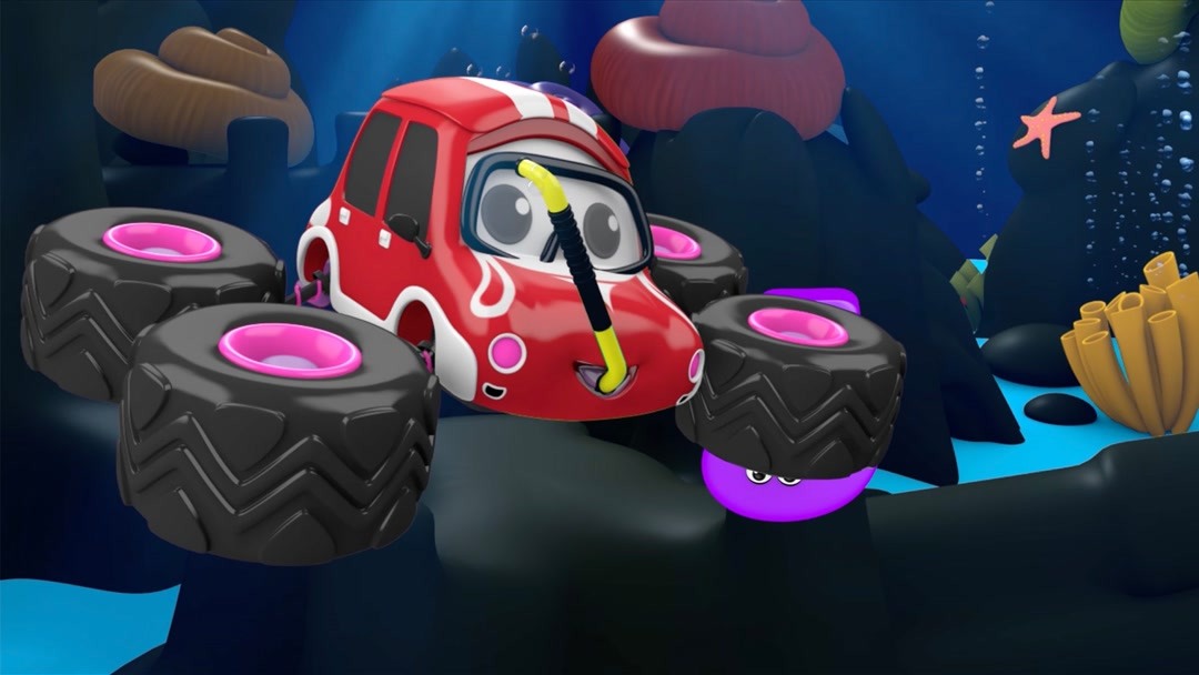 汽车世界小汽车早教学堂 第2集 小汽车海底潜水教动物