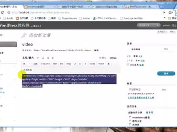 WordPress入门视频教程7 – 如何在WordPress文章里加入视频和音乐