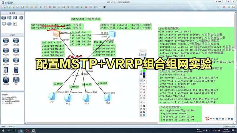 配置MSTP+VRRP组合组网实验