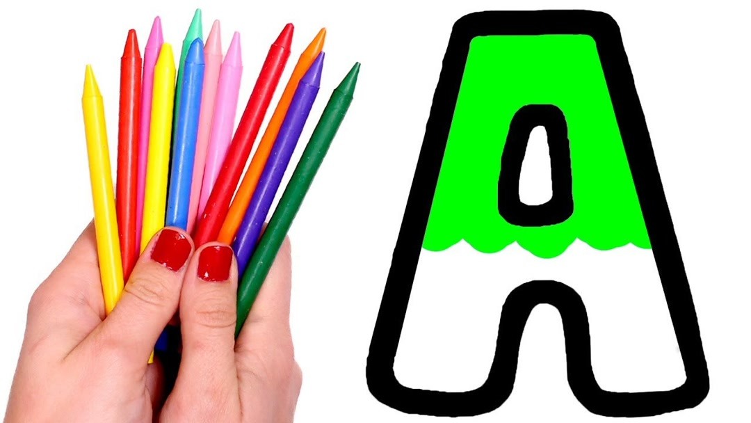 简单易学的儿童绘画字母A的教程,为字母A上色,简单益智