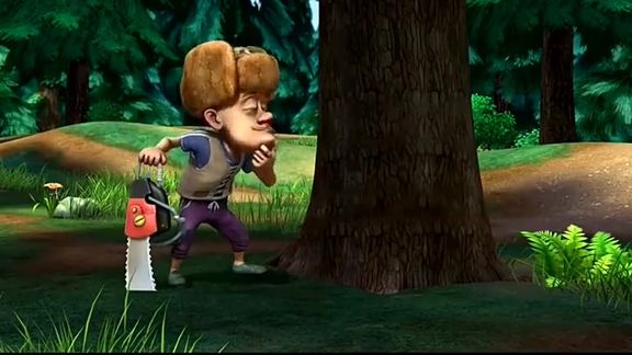 光头强?让你砍树!小鸟都不愿意了!啄他~