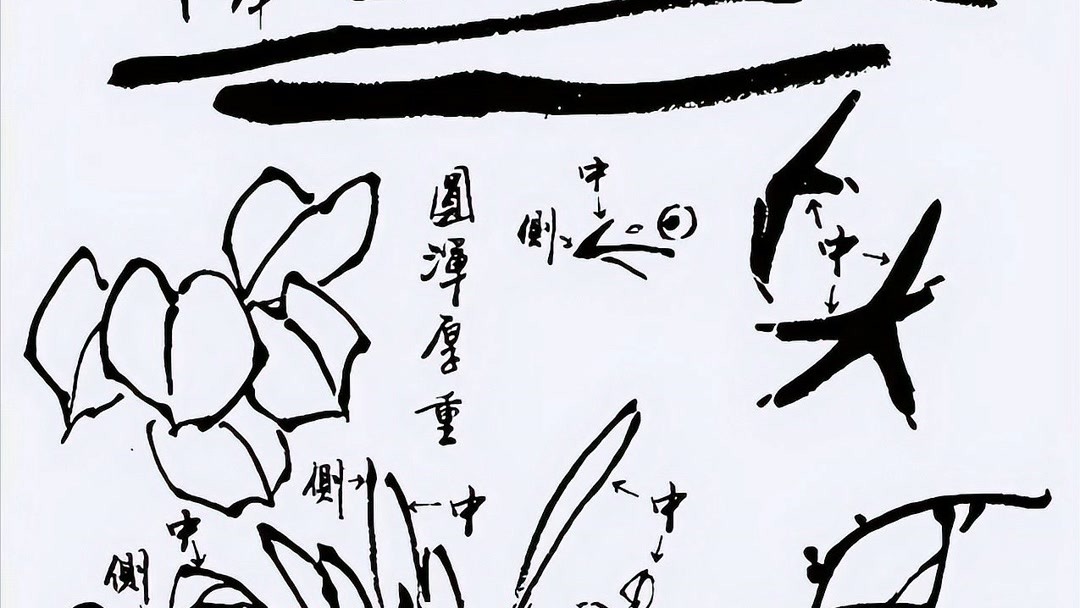 国画中的以线造型怎么用笔?从中锋到侧锋图解教你画,初学者必学