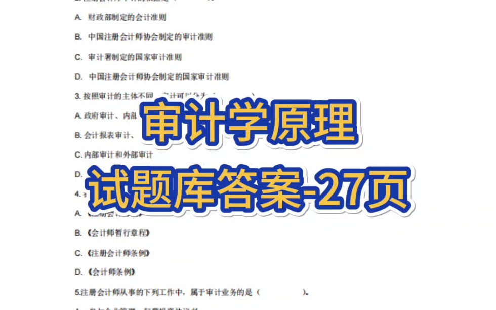 专业课《审计学原理》试题库答案