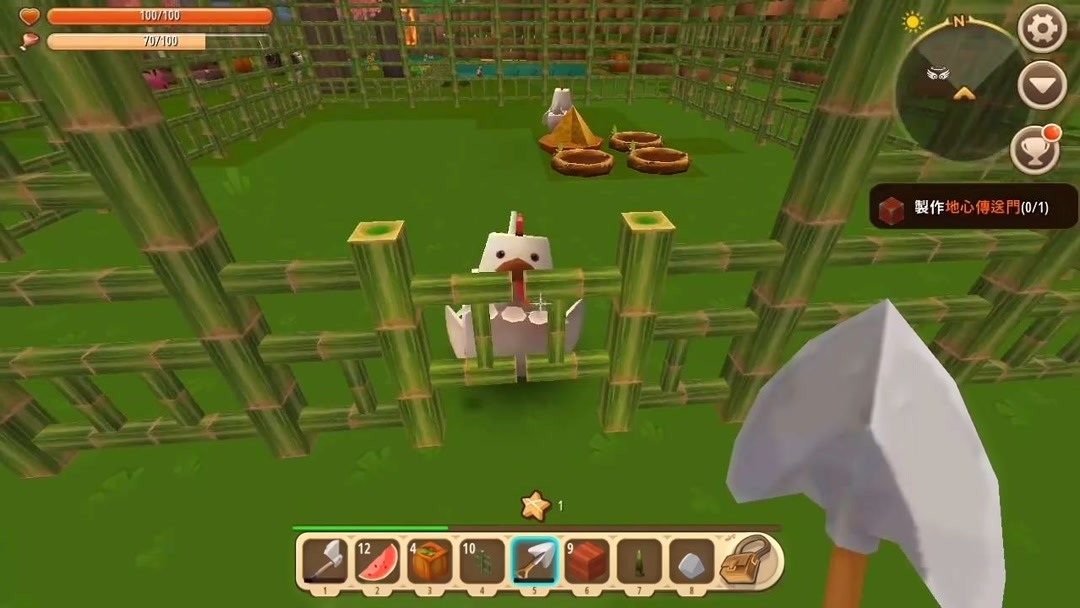 迷你世界 呆萌的小鸡看着你