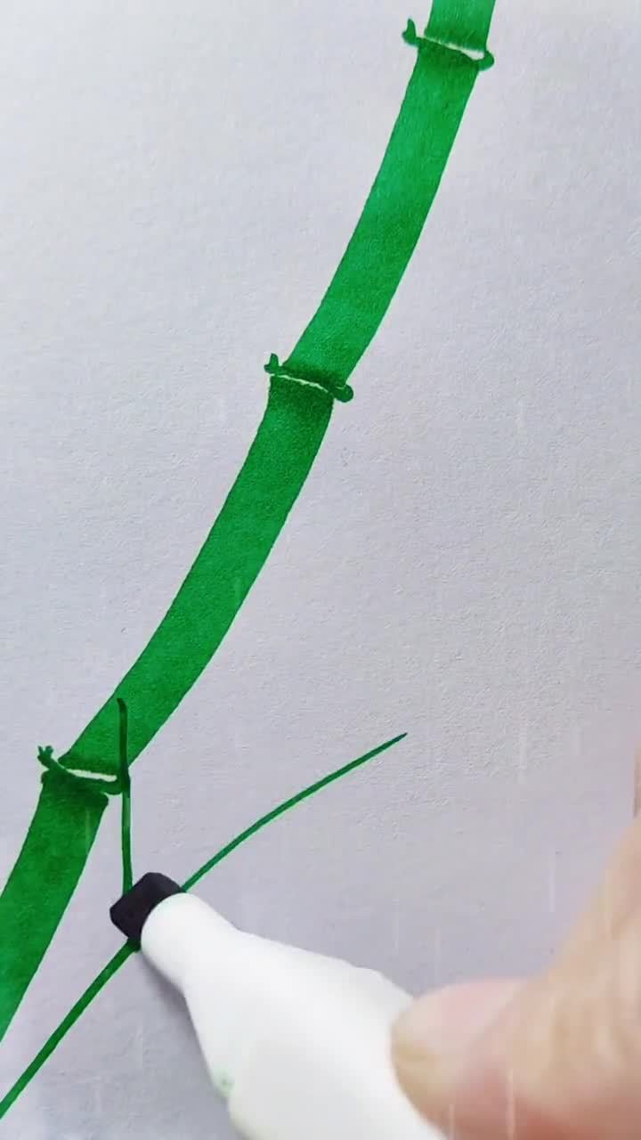 马克笔画简单的竹子,喜欢小清新的可以试画下#简笔画