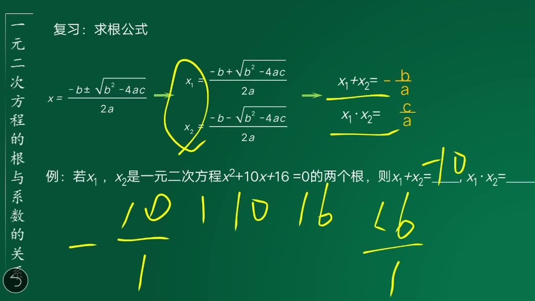一元二次方程根与系数的关系