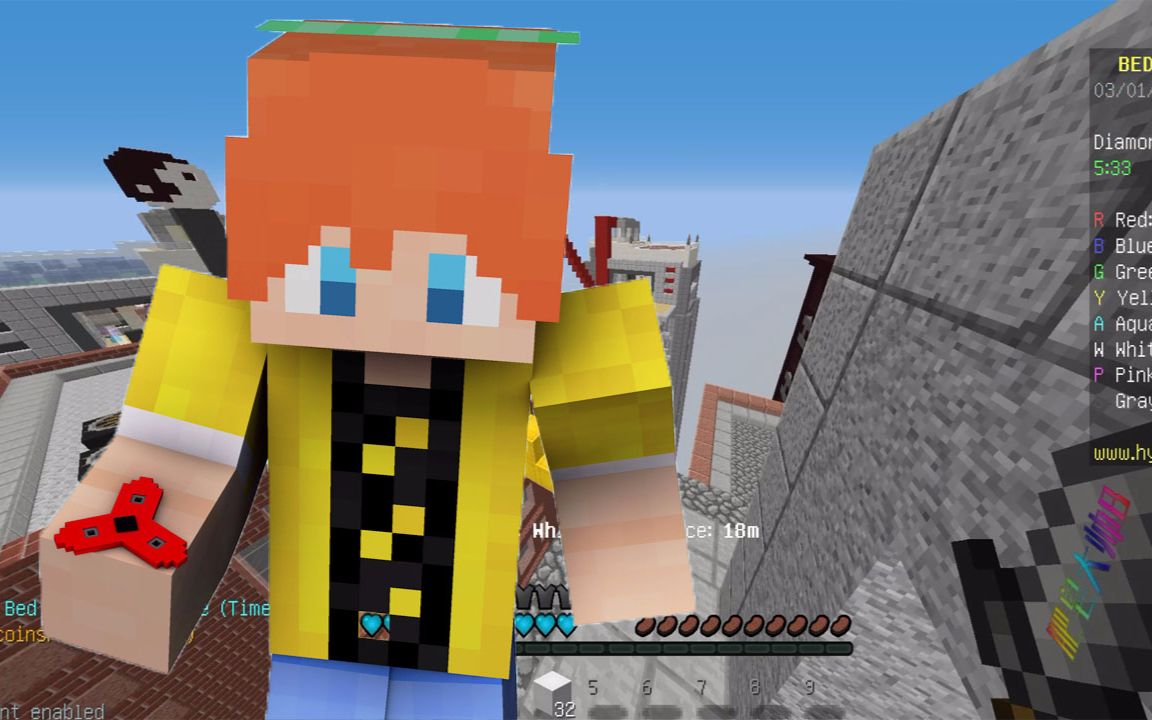 【起床战争】在屋顶上玩杂技 我的世界MC小游戏PVP服务器