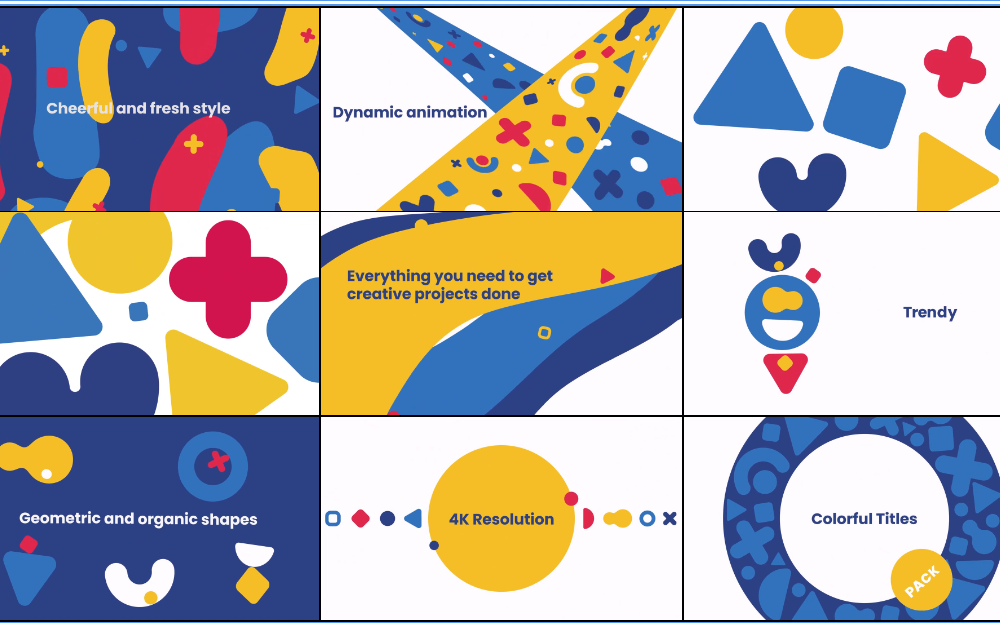 AE模板-牛顿动力学运动几何图形创意片头各种有意思的MG动画综艺...