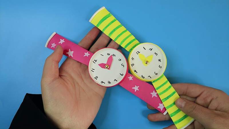 一次性纸杯制作手表,简单又好玩,孩子们争着戴