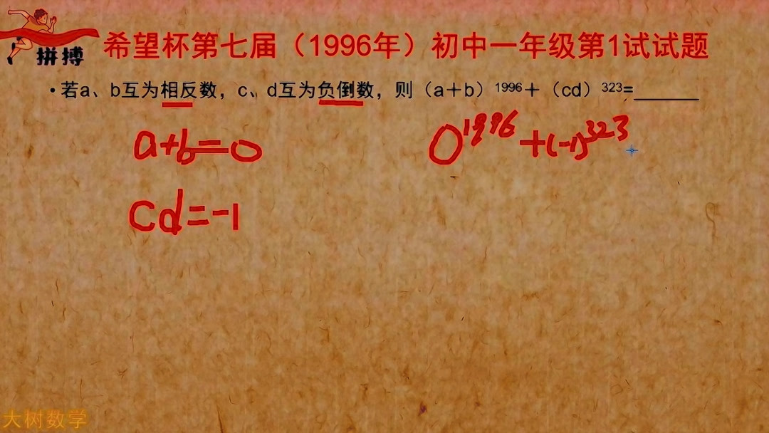 希望杯初中一年级试题,相反数与负倒数