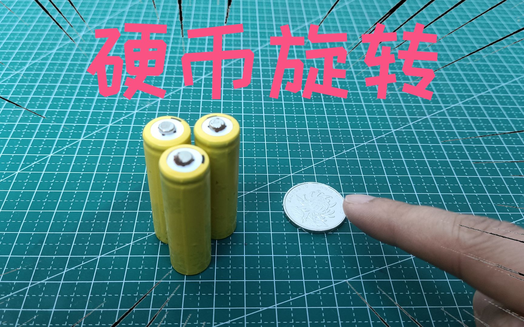 手指在电池上摩擦几秒,据说就可以让硬币旋转起来,这是真的吗?