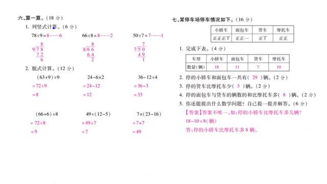 二年级下册数学期末考前复习第一套题:应用题