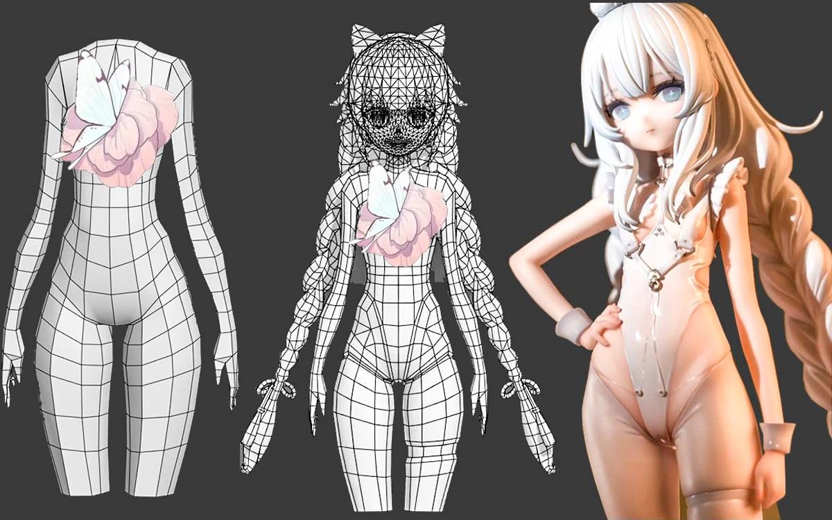 【3dmax零基础建模】萝莉女性手办角色建模教学,保姆式新手建模教程