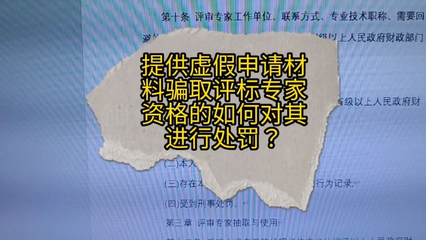 提供虚假申请材料骗取评标专家资格的如何对其进行处罚?