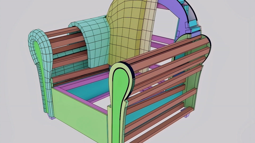 沙发电脑3D放样-儿童沙发-2建木架-海棉