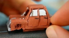 手办:用聚合物粘土制作奶奶的破旧汽车模型!这手艺真好!