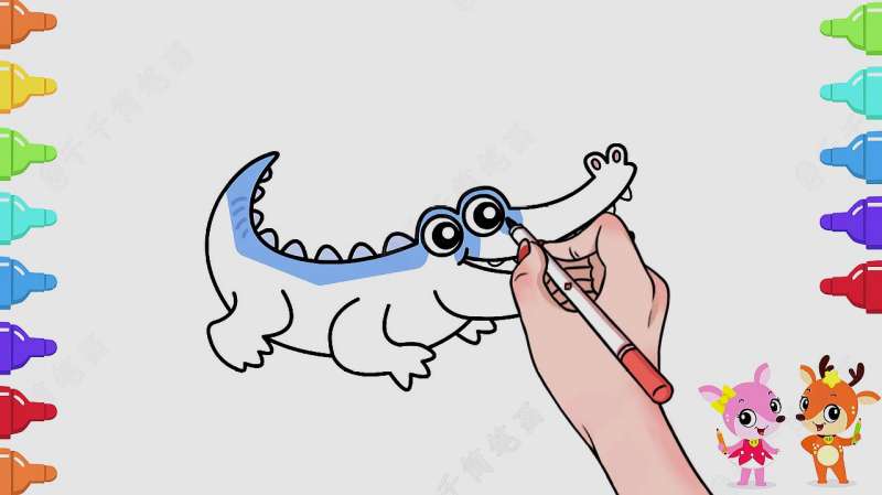 儿童简笔画,卡通鳄鱼怎么画