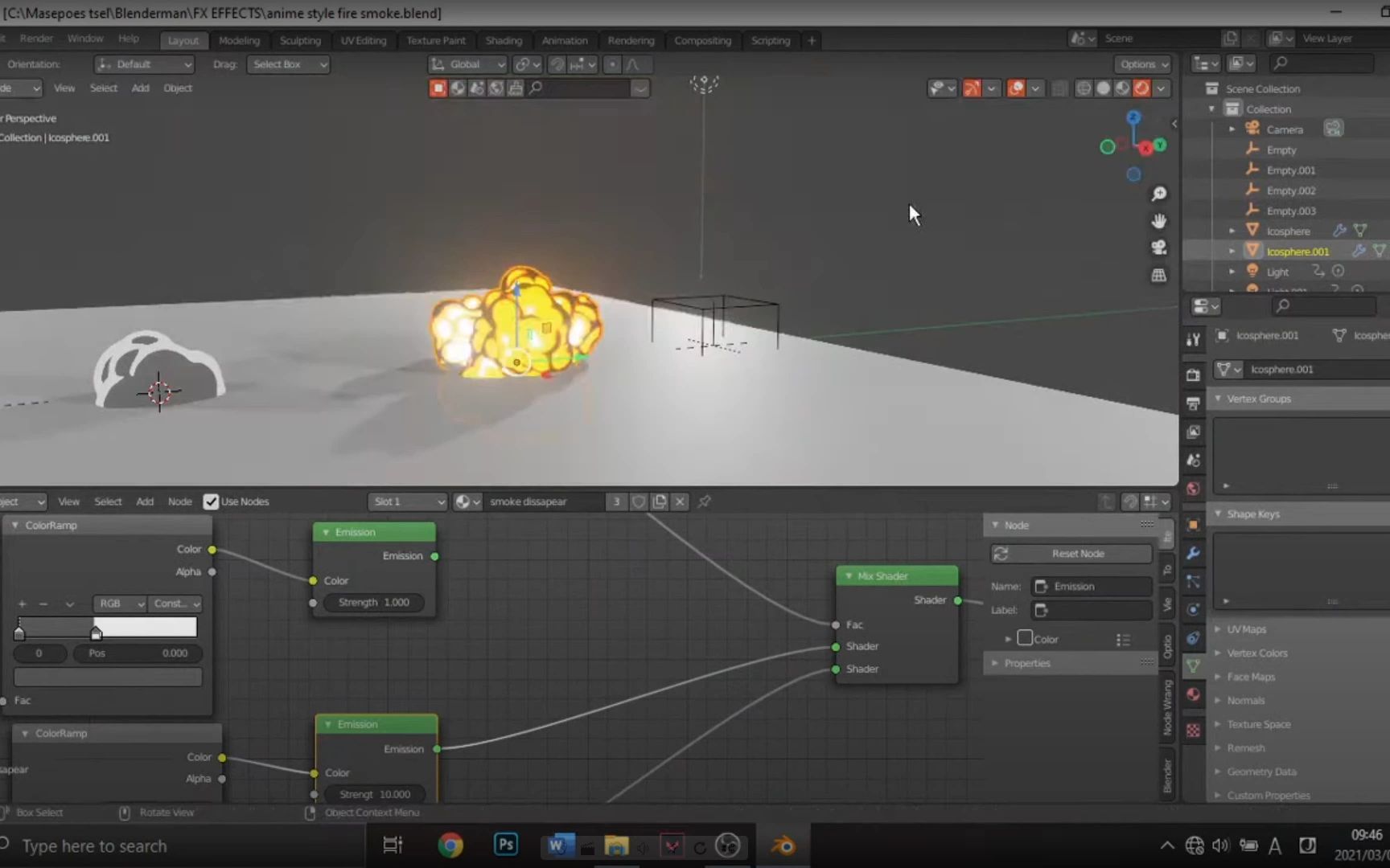 C4D模拟blender卡通爆炸控制效果