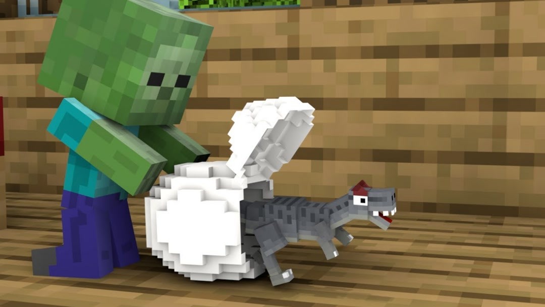 《我的世界怪物学院》动画:小绿捡到恐龙蛋,把霸王龙当宠物养