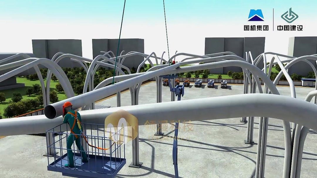 钢结构安装施工动画-工程施工动画,河南动画制作公司:领漫动画