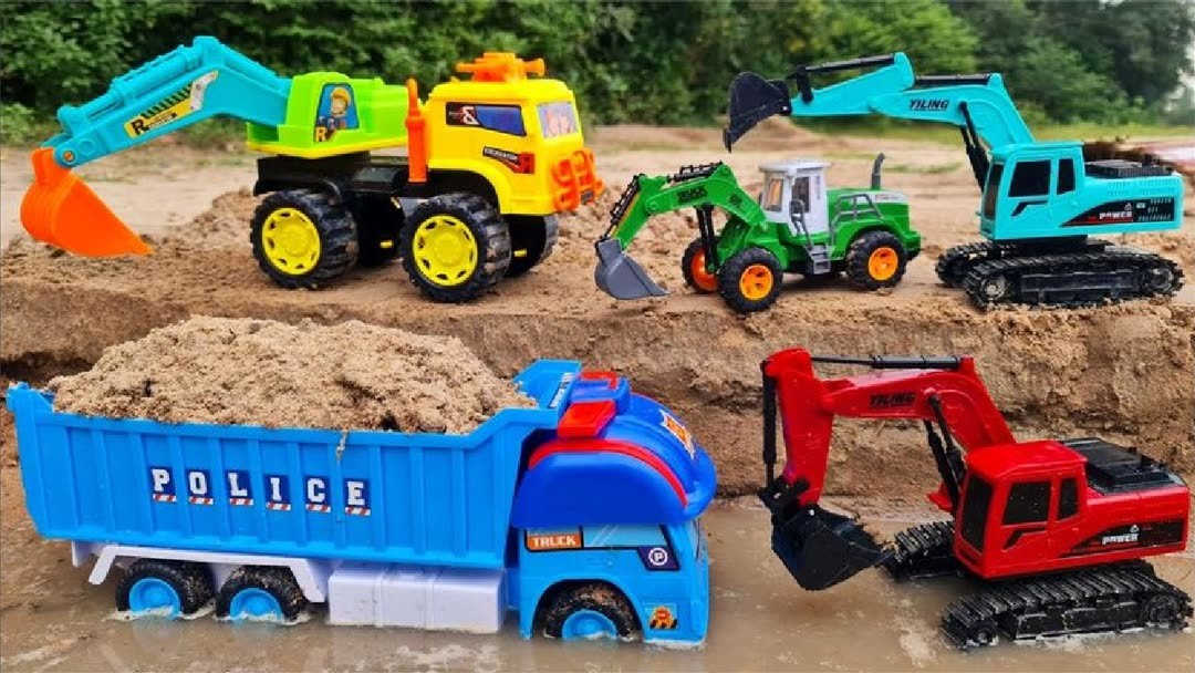 工程车玩具动画:挖掘机工程车,给孩子看的玩具视频