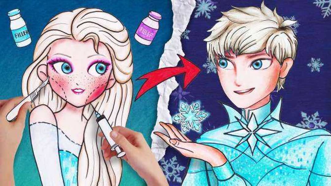 趣味定格动画:化妆秀,冰雪奇缘公主vs王子