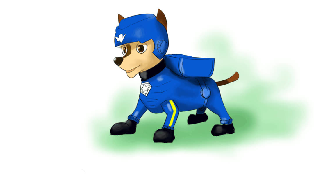 汪汪队阿奇小狗狗简笔画少儿电脑画画上色教程