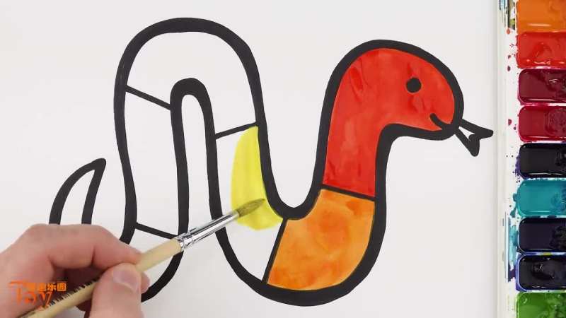 画一条彩色的蛇-学画画