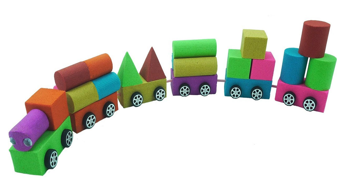 太空沙创意玩具 第5集 如何制作七彩小火车 有创意 学习颜色英语