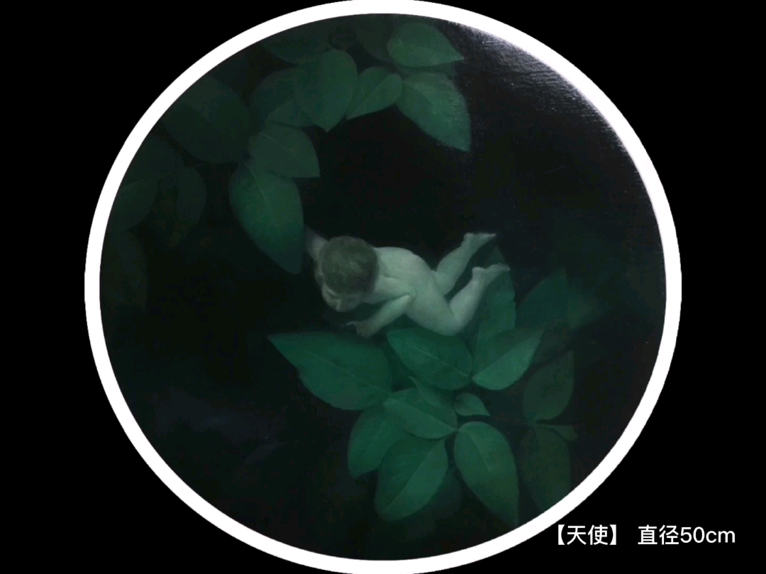 【绘画日常】油画作品:天使 直径50圆框#你好2021