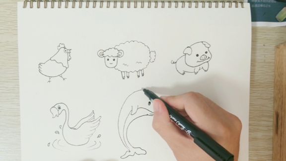 看别人画的一组动物简笔画过程真的好简单