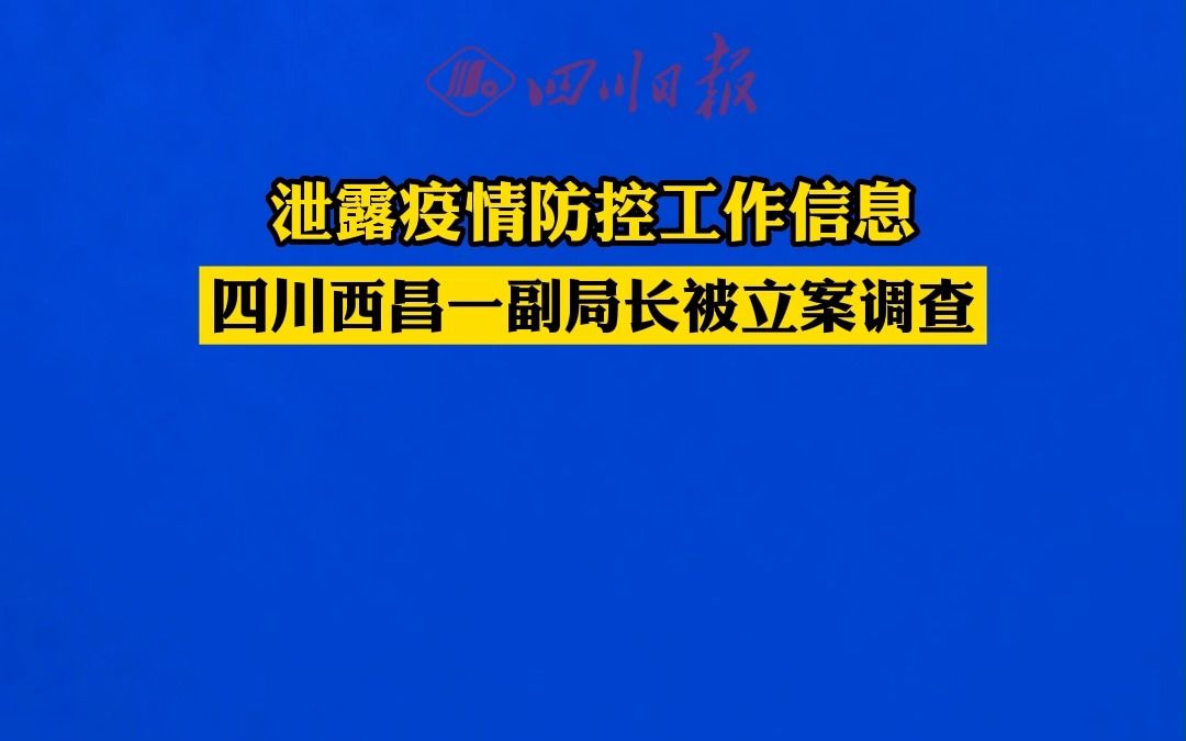 四川西昌一副局长泄露疫情防控工作信息被立案调查