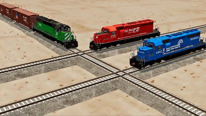 (开火车的从不拉手刹)老司机在铁路交叉口互不相让,车祸模拟器