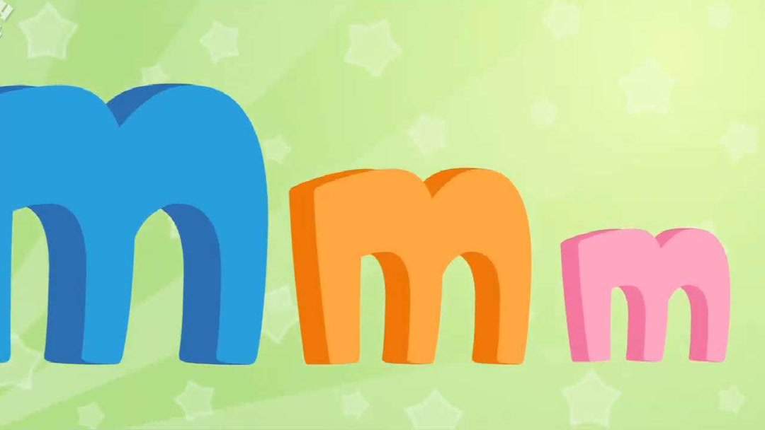 英文版儿童趣味学习动画:美食,猫捉老鼠英文26字母中M歌摇