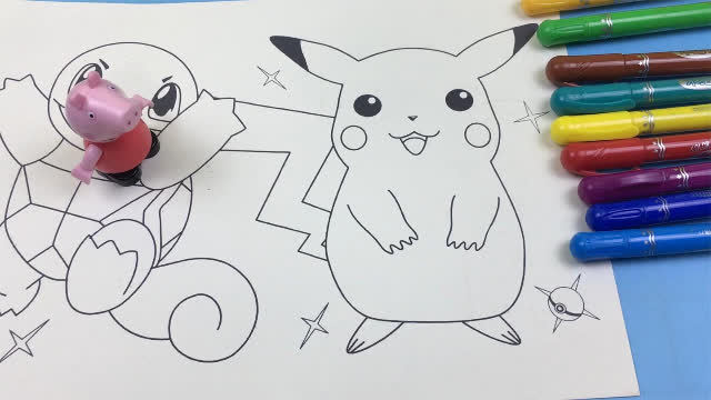 小猪佩奇分享皮卡丘涂鸦画