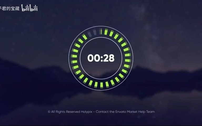 AE模板-运动倒数计时器秒表翻转计数器时间信息图表动画