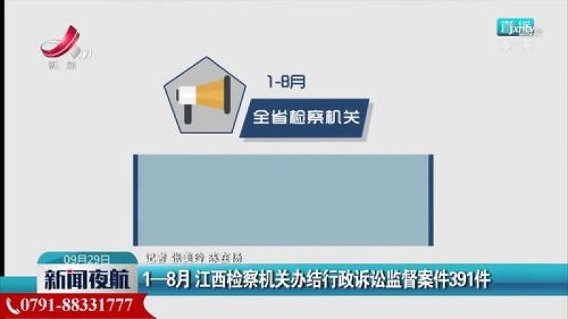 1-8月 江西检察机关办结行政诉讼监督案件391件