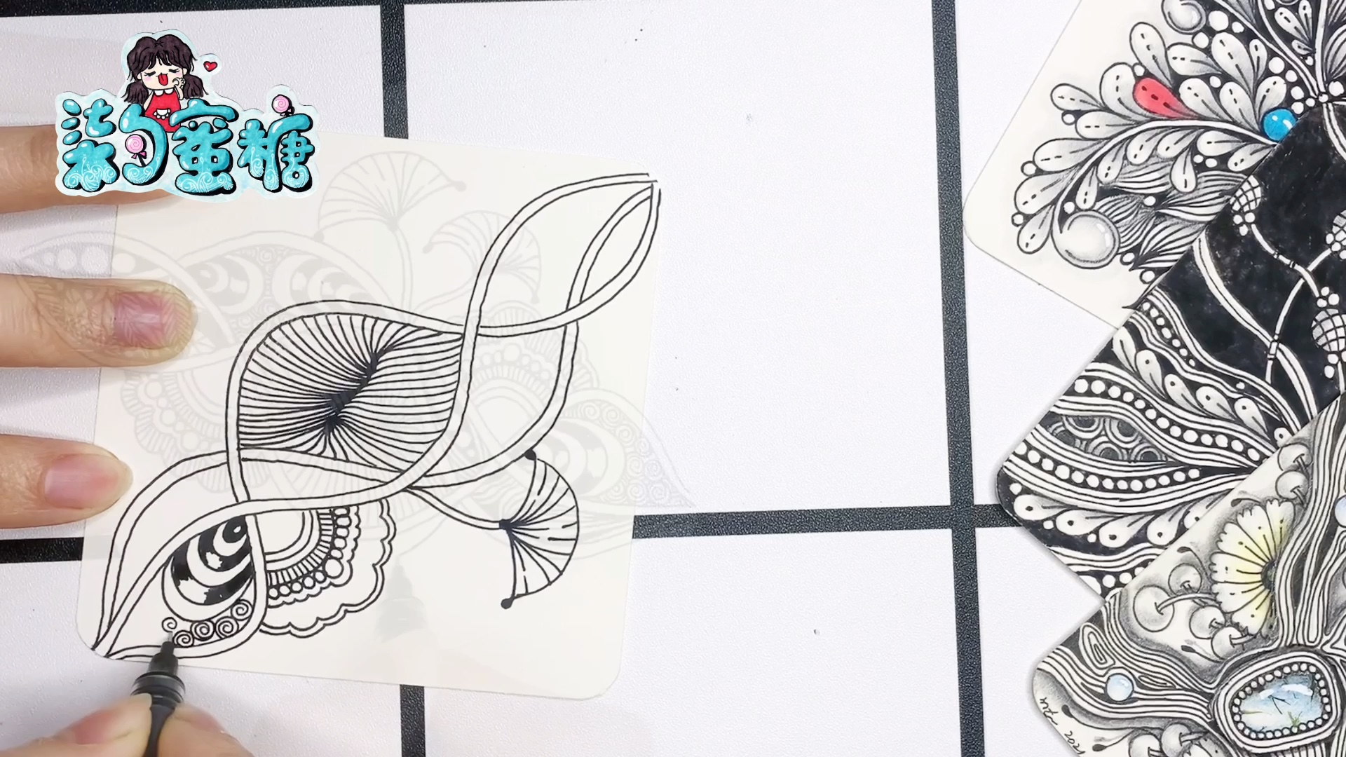 禅绕画黑白画组合练习