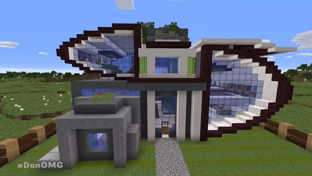 我的世界:超级现代化的房子,在山里建造可惜了
