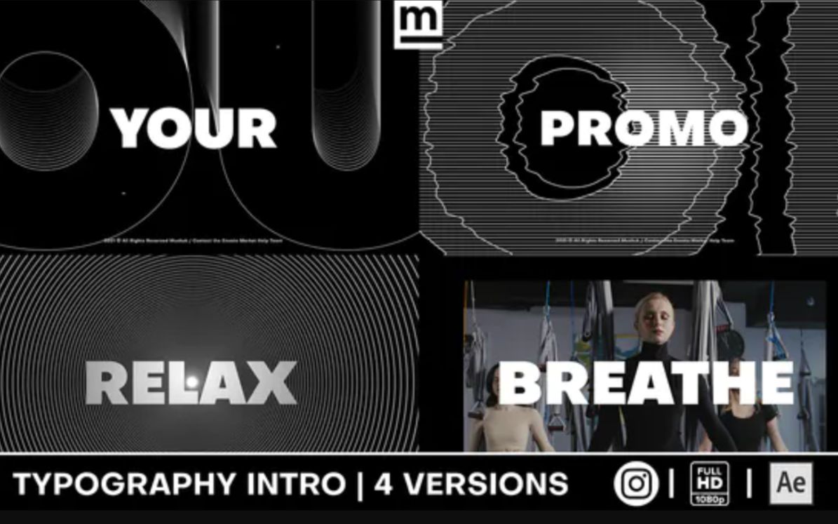 AE模板-踩踏快闪抽象广动画黑色粗体故障动力排版片头(3719)