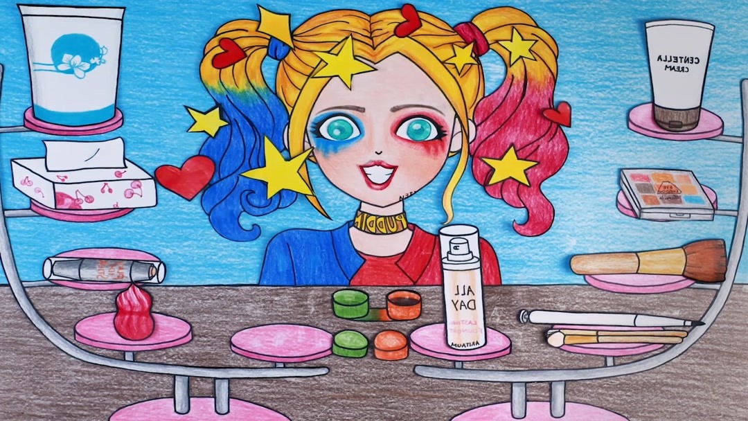 定格剪纸动画:帮助小美化妆成少女小丑
