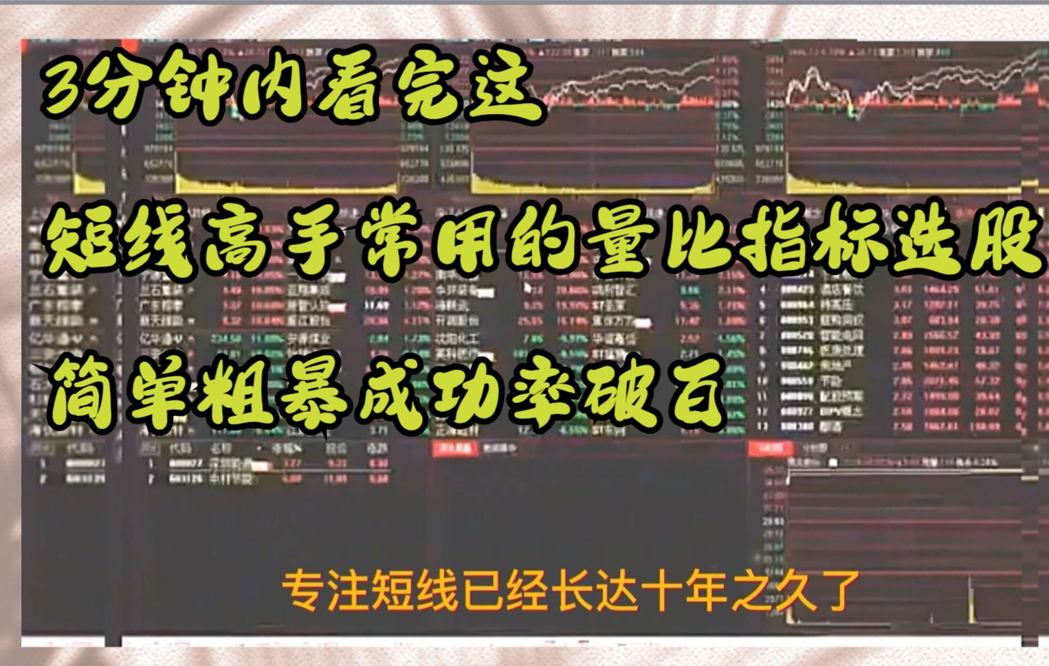 3分钟内看完这,短线高手常用的量比指标选股,简单粗暴成功率破百