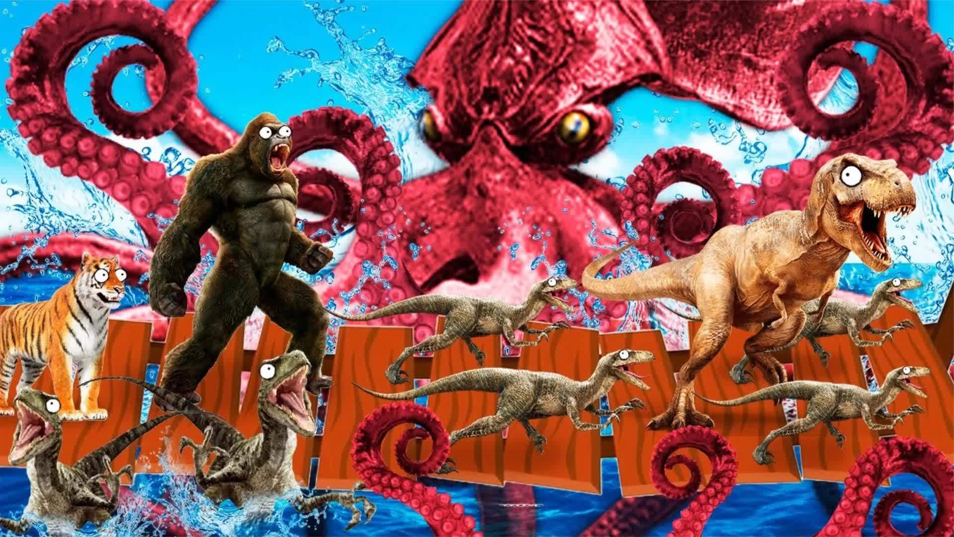 动物战争模拟器:金刚海洋幻想家族VS地狱恐龙家族!你猜谁能赢