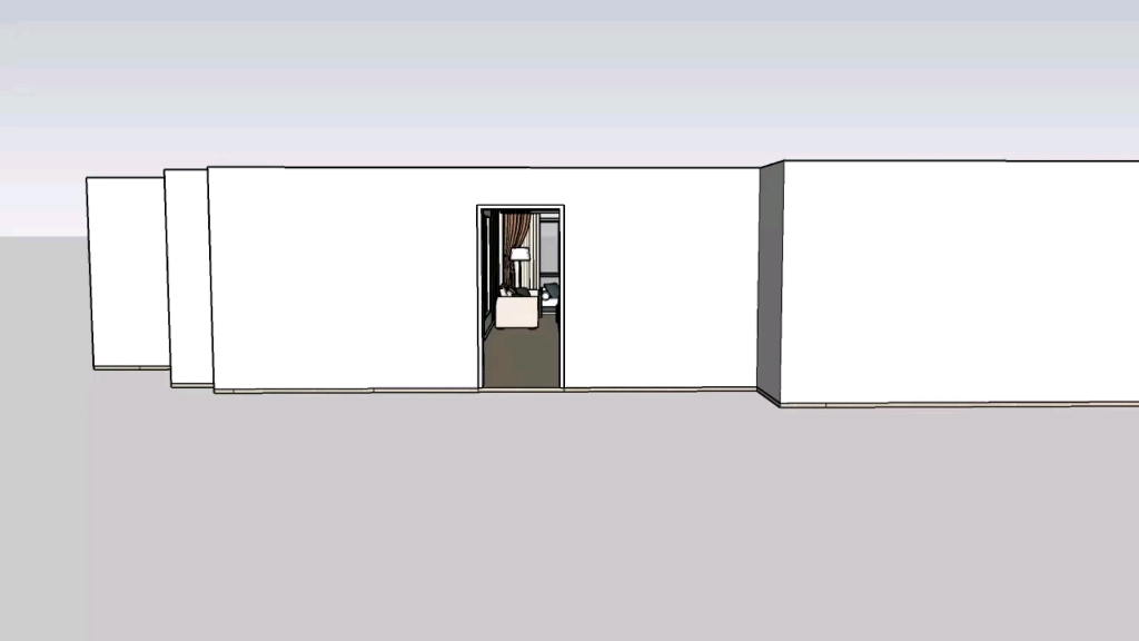 草图大师一层房屋模型动画,两厅三室两卫