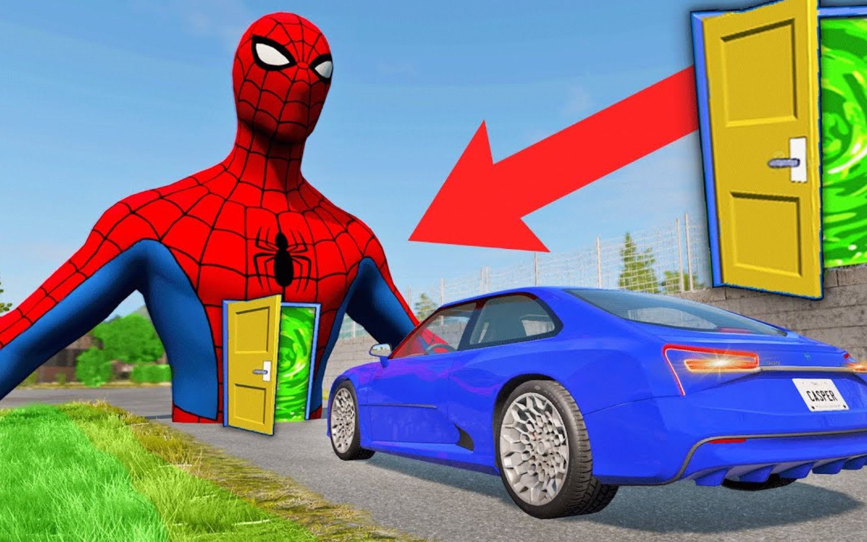 车祸模拟器游戏 各种车辆挑战超级英雄传送门