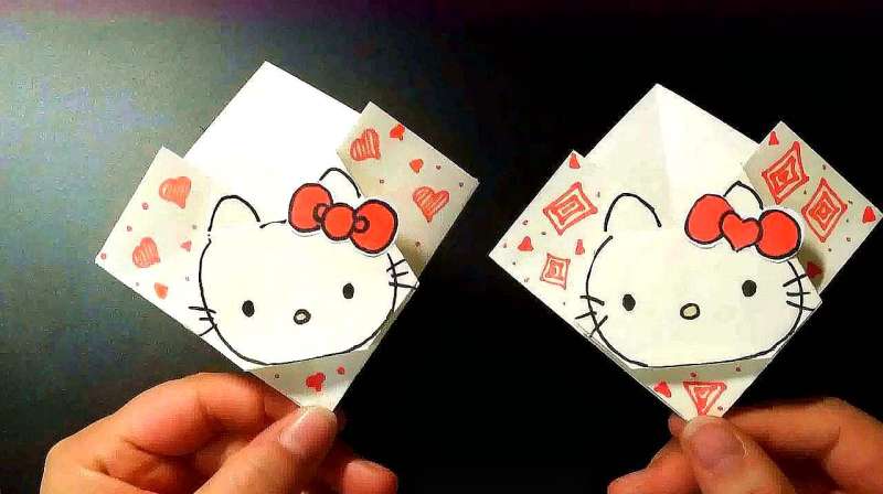 手工折纸:简单漂亮的kitty猫书签,亲子互动一起来折吧!