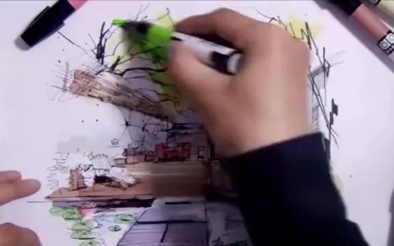 庭院空间设计手绘效果图表现